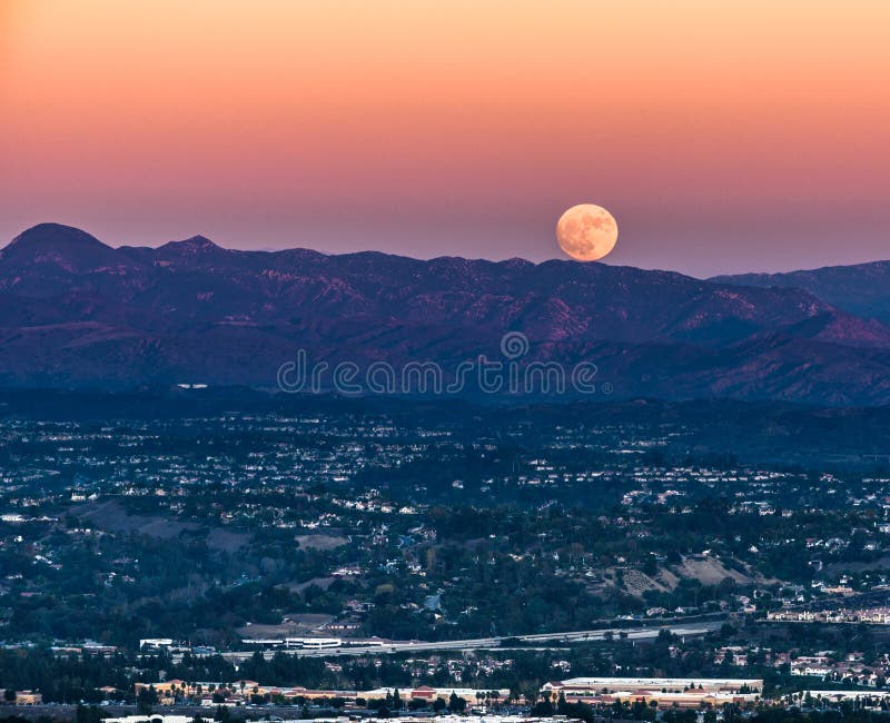 Super Moon Rising in Orange COunty Stock Image - Image of evening ...