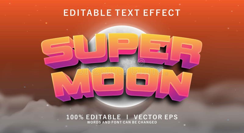Super Moon Vector Text Effect with Modern Style Design Stock Vector - Illustration of glow, neon ...