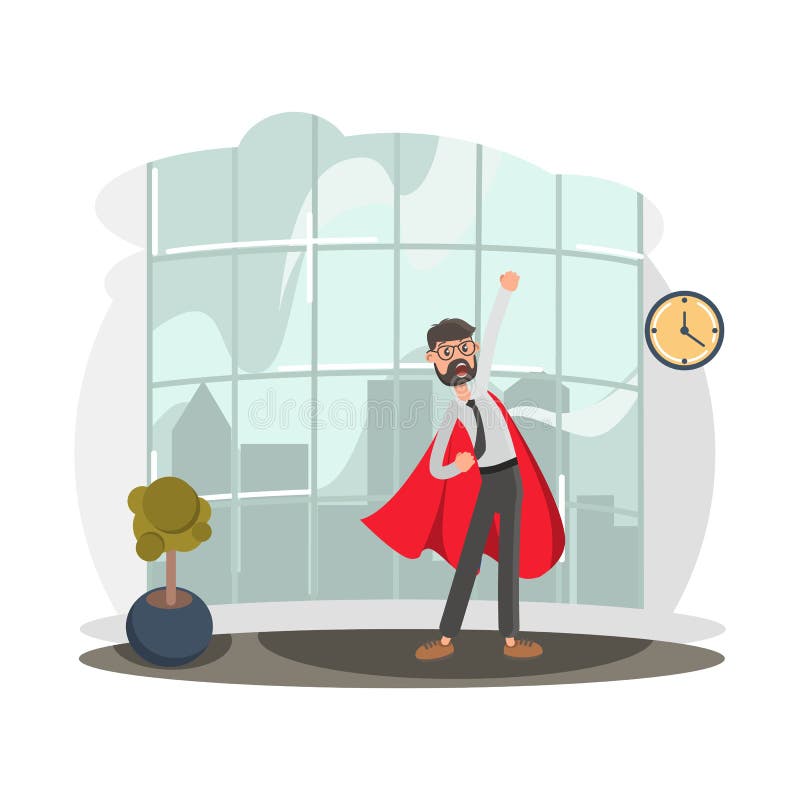 Super Office Worker Color Flat Illustration Stock Illustration ...