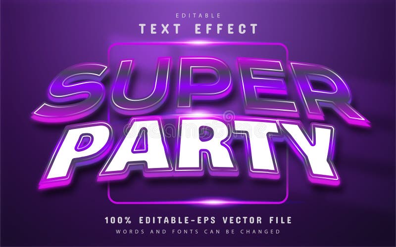Super Party Neon Signs Style Text Vector Stock Vector - Illustration of ...