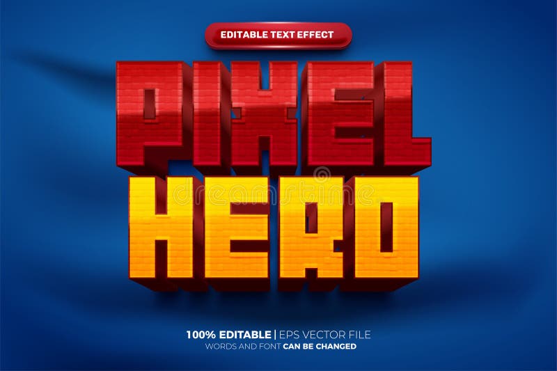 Super Pixel Hero Game 3d Editable Text Effect Stock Vector ...