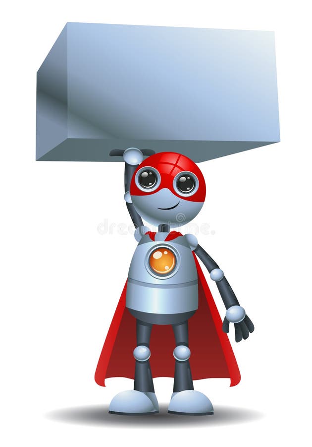 Super Power Little Robot on Isolated White Background Stock Vector ...