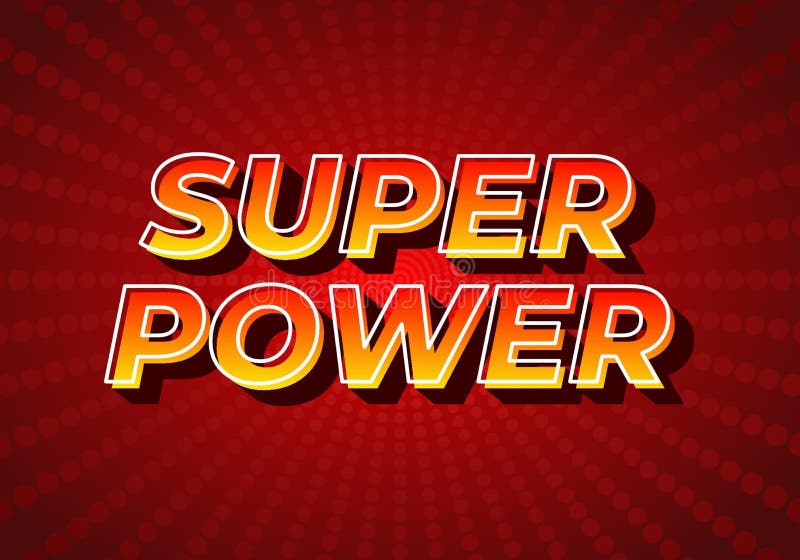 Super Power. Text Effect in 3D Style, Gradient Yellow Red Color. Dark ...