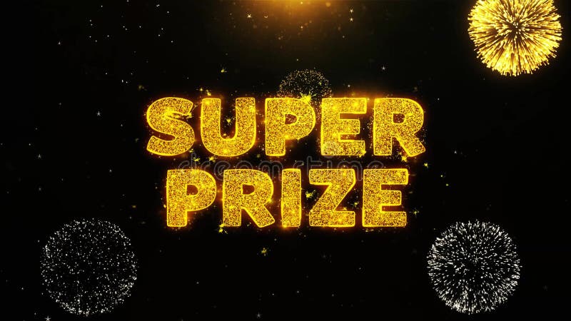Super Prize Text on Firework Display Explosion Particles. Stock Footage ...