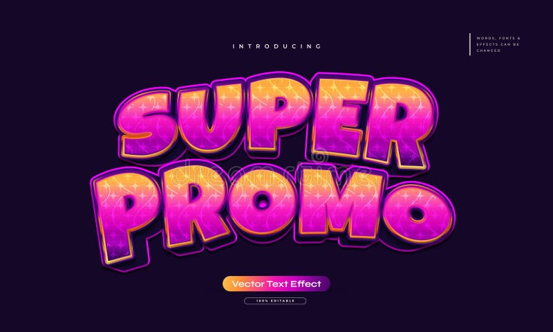 Super Promo Text with Colorful Cartoon Style and 3D Effect Stock Vector ...