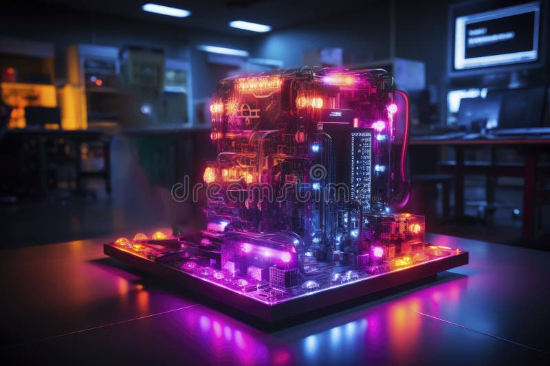 Future Processor. Quantum CPU in the Nanotech Computer Network Stock ...