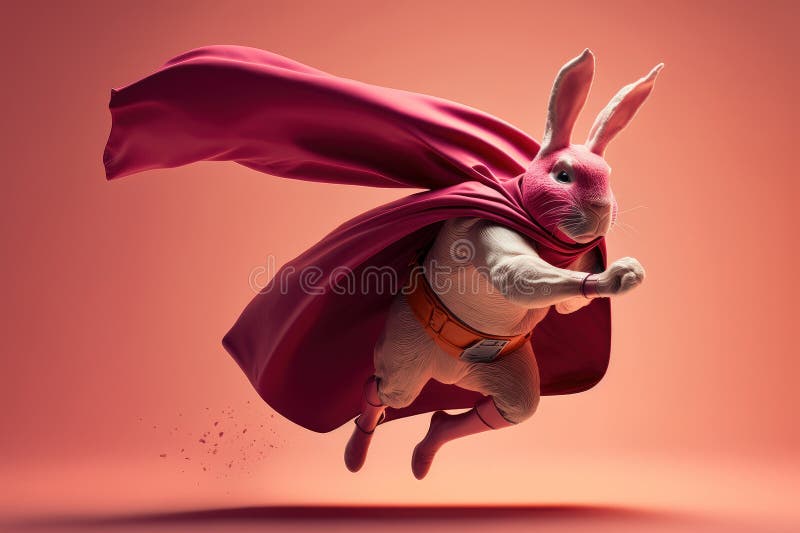 Super Rabbit As Superhero with Cape Background. Created Generative Ai ...