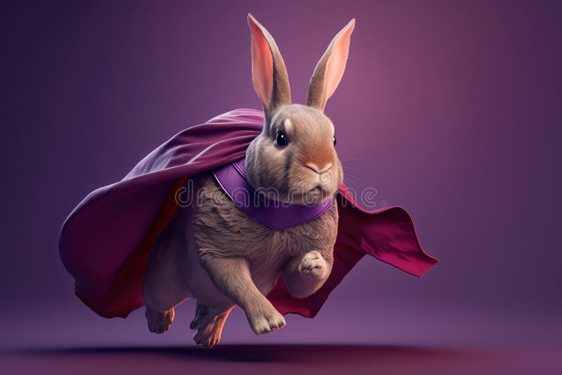 Super Rabbit As Superhero with Cape Background. Created Generative Ai ...
