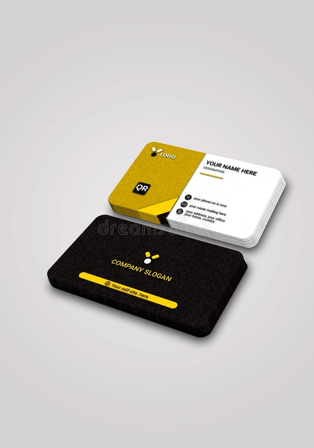 Super Realistic Business Card Design with Yellow and Black Stock Vector ...