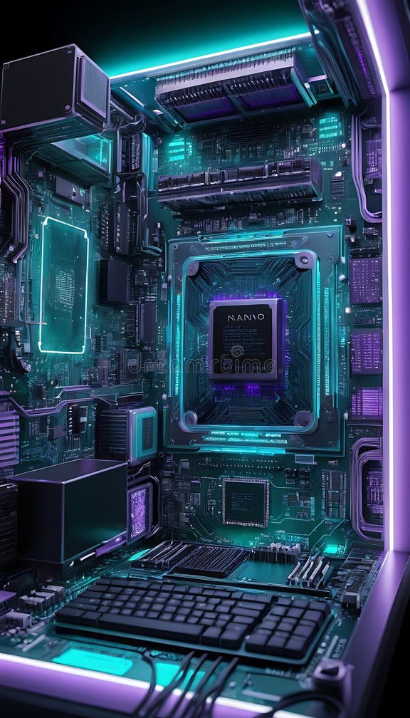 Top-Down View of Hi-Tech Computer Circuitry Stock Illustration ...