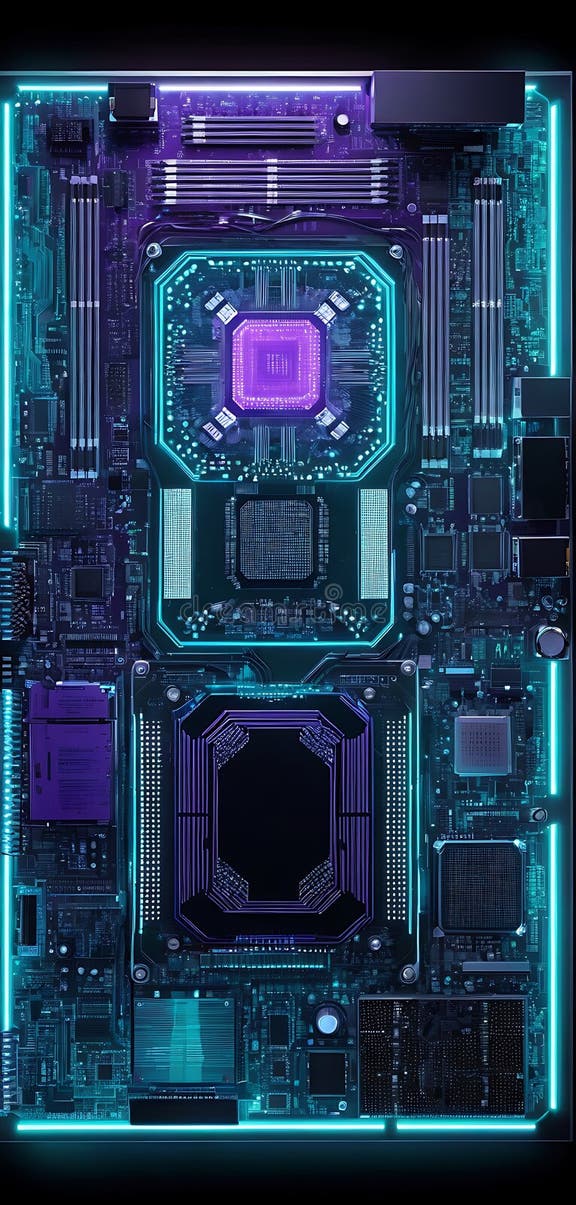 Top-Down View of Hi-Tech Computer Circuitry Stock Illustration ...