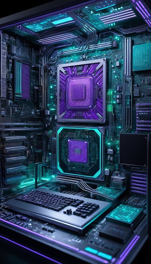 Top-Down View of Hi-Tech Computer Circuitry Stock Illustration ...