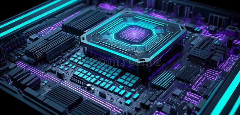 Top-Down View of Hi-Tech Computer Circuitry Stock Illustration ...