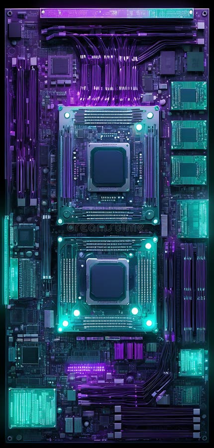 Top-Down View of Hi-Tech Computer Circuitry Stock Illustration ...