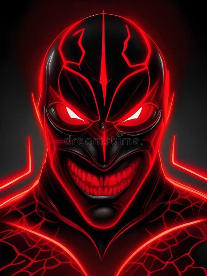 Super Red Devil with Red Eyes Stock Illustration - Illustration of head ...