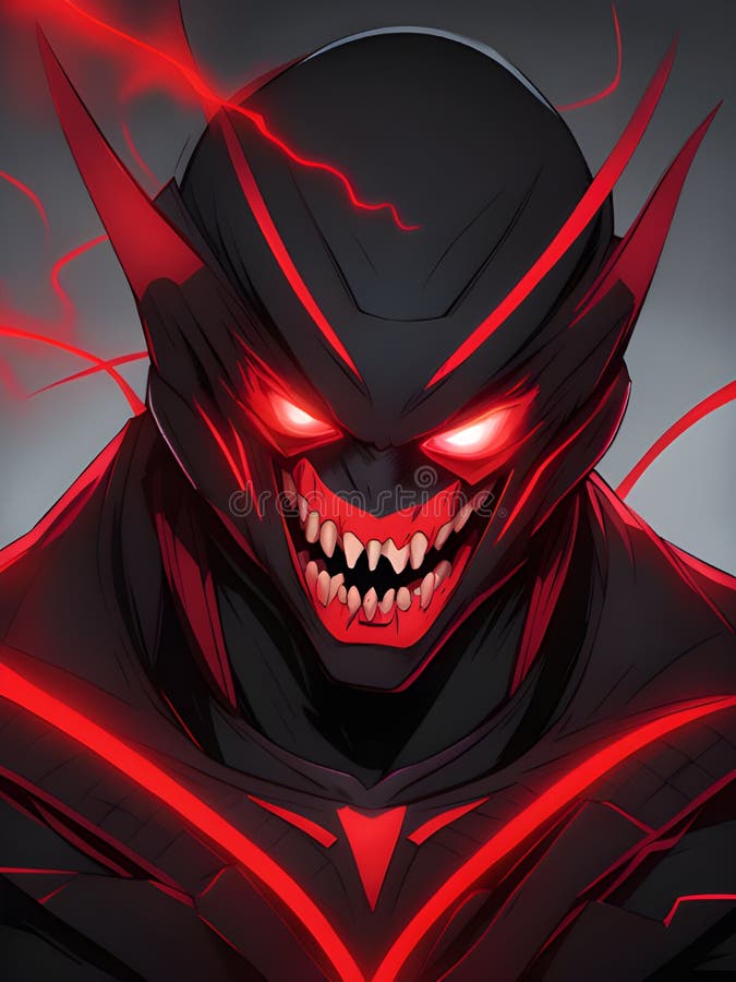 Super Red Devil with Red Eyes Stock Illustration - Illustration of ...