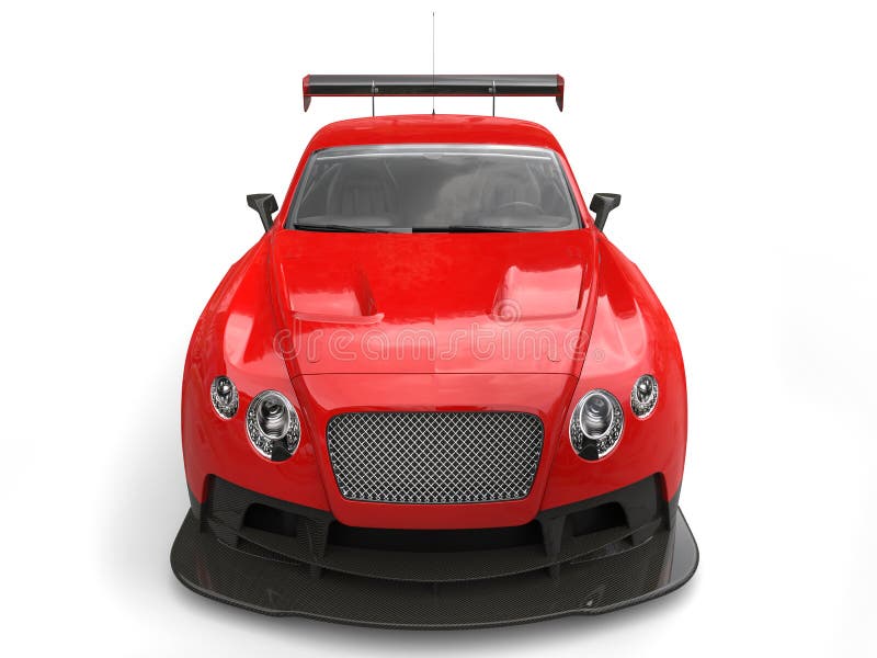 Super Red Modern Sports Car - Front Top Down View Stock Illustration ...