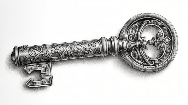 Super-resolution Key Drawing on White Background Stock Illustration ...