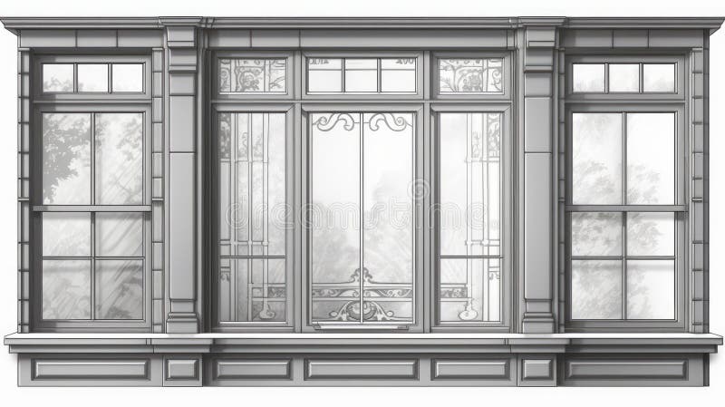 Super-resolution Window Drawing on White Background Stock Illustration ...