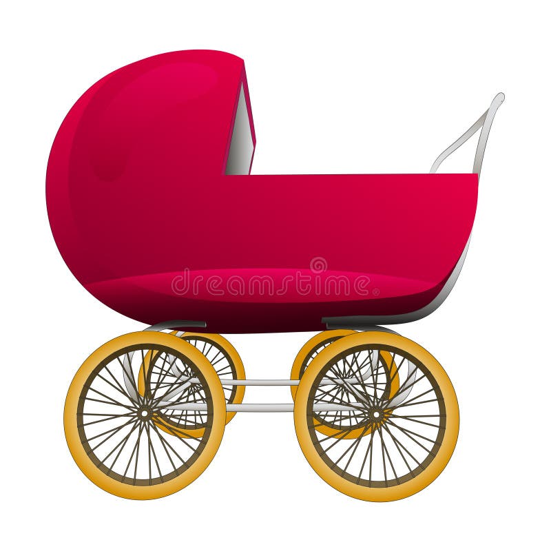 Super Retro Red Baby Carriage Stock Illustration - Illustration of ...