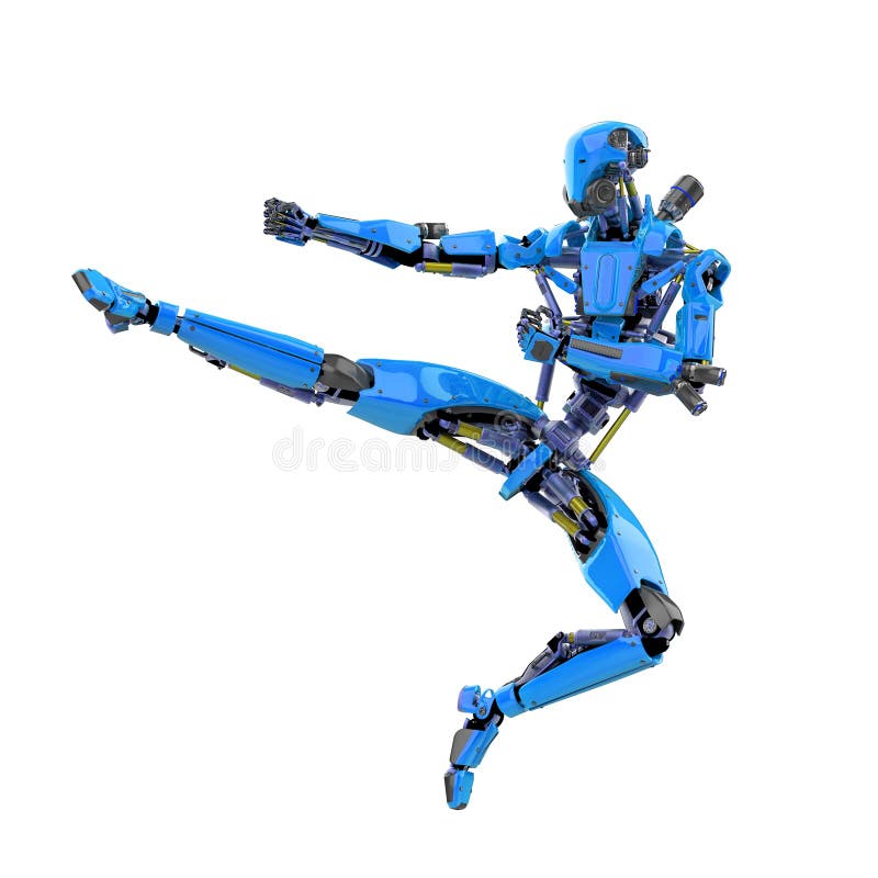 Super Robot in Karate Action Rear View Stock Illustration ...