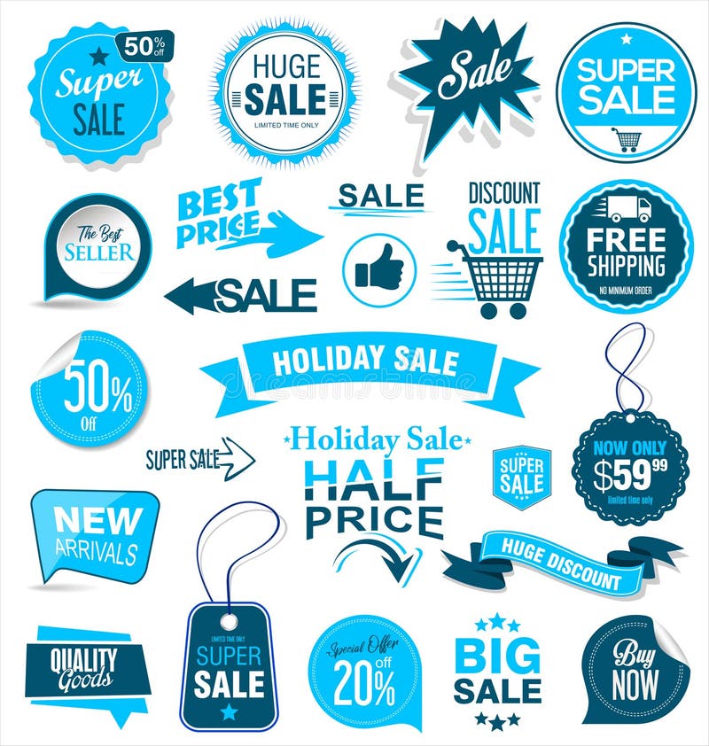 Super Sale Badges Vector Collection Blue Edition Stock Illustration ...