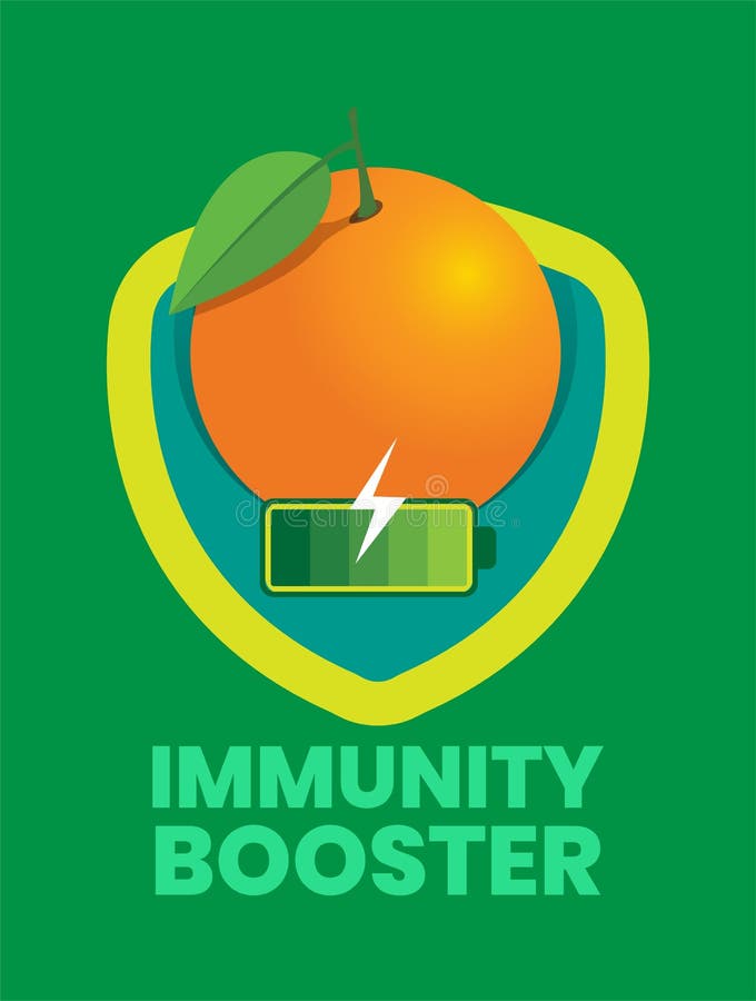 Orange Immunity Booster Concept with Charging Icon. Orange the Natural ...