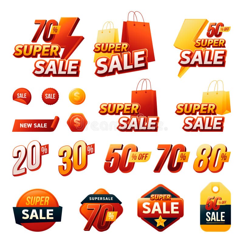 Super Sale Gradient Stickers Set Stock Illustration - Illustration of ...
