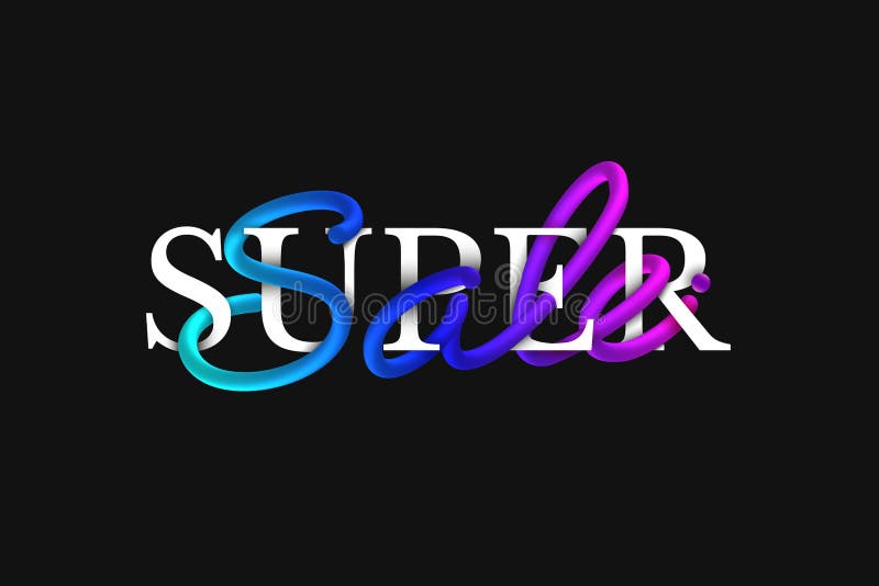 Super Sale Lettering Calligraphy Card Colored Text Letters. Vector ...