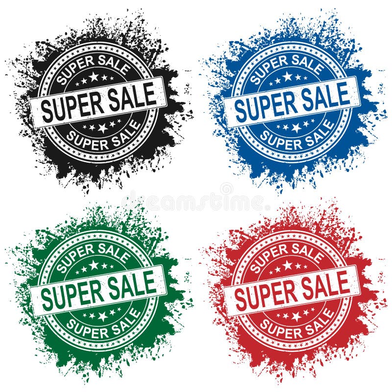 Super Sale Red Blue Black Green Label Set, Vector Illustration Stock ...