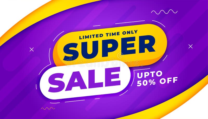 Super Sale Template in Purple Color with Discount Details Vector Stock ...