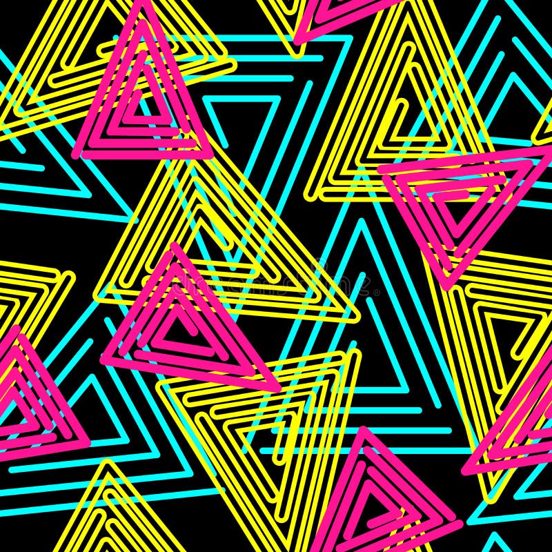 Vector Seamless Pattern,Playful Geometric Neon Repeat Pattern. Stock ...
