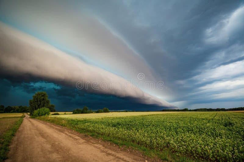 Super Shelf, Arcus Storm Cloud Over the Fields in Summer Stock Image ...