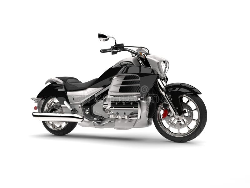 Super Silver Modern Powerful Motorcycle - Beauty Shot Stock ...