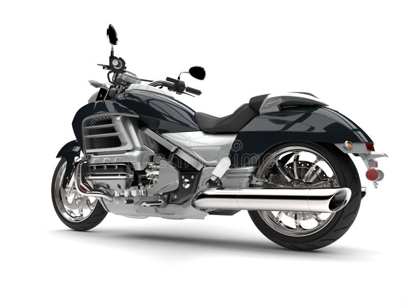 Super Silver Modern Powerful Motorcycle - Side View Stock Illustration ...