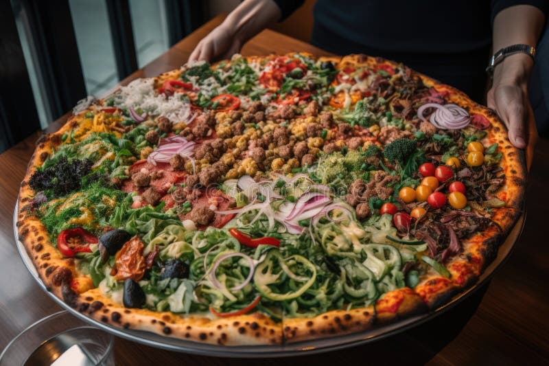 Super-sized Pizza with a Variety of Toppings and Flavors Stock ...