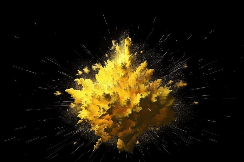 Super Slow Motion of Gold Yellow Colored Powder Explosion Isolated on ...