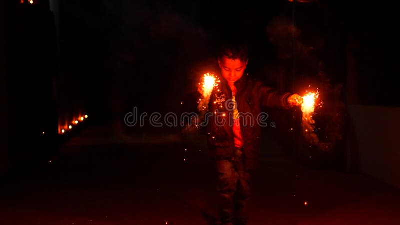 Super Slow Motion Shot of Lighting a Spinning Firecracker. Firecrackers ...