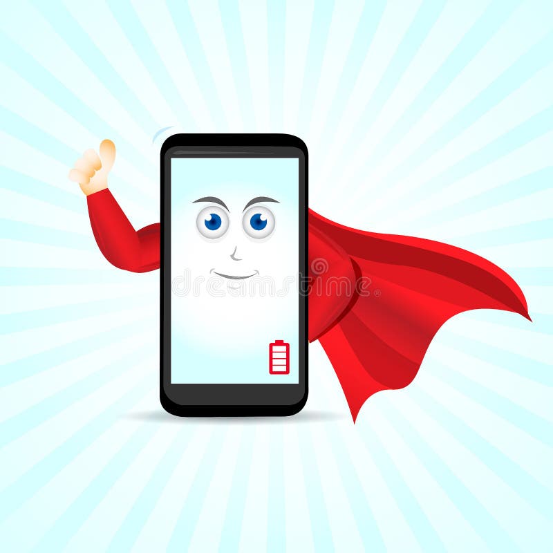 Smart Phone Character With Hero Cape Stock Illustration - Illustration ...