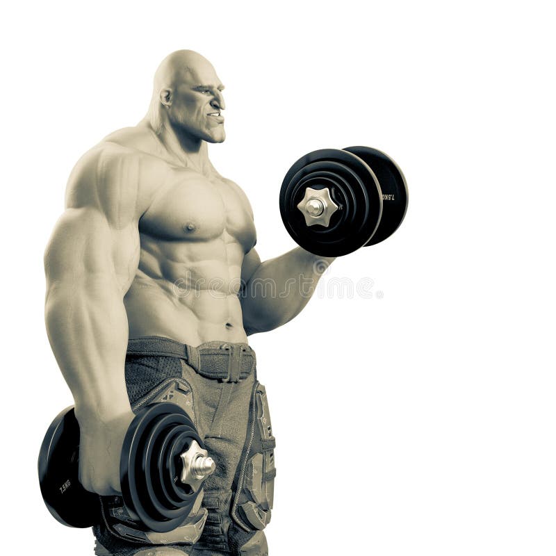 Super Soldier is Working Out with Weight Side View Copy Stock ...