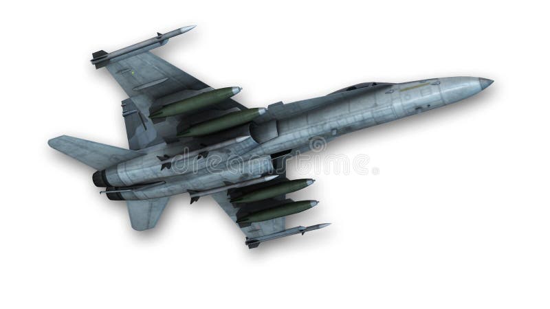 Super Sonic Fighter Jet Isolated on White, Bottom View Stock ...