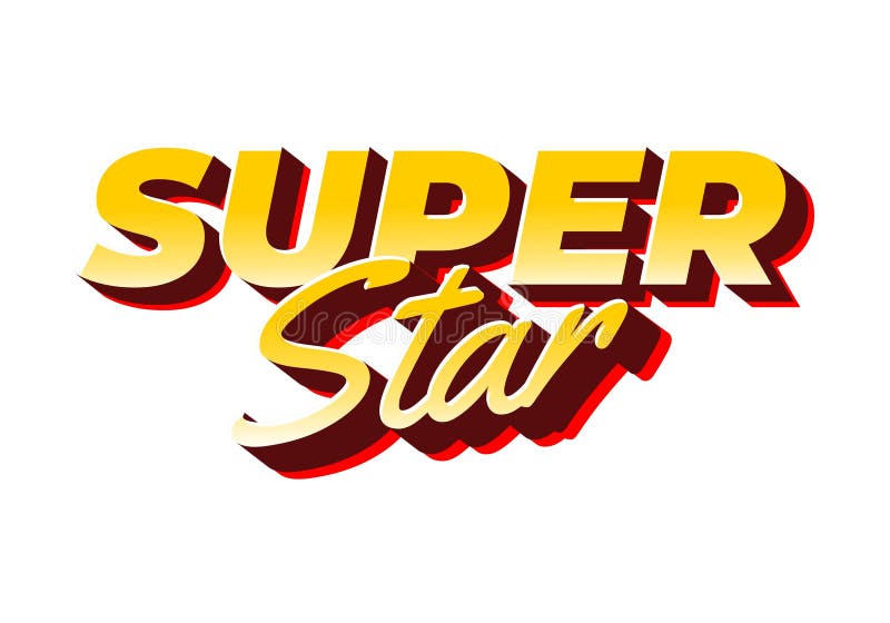 Super Star. Gradient Yellow 3D Text Effect with Elegant Script Style ...