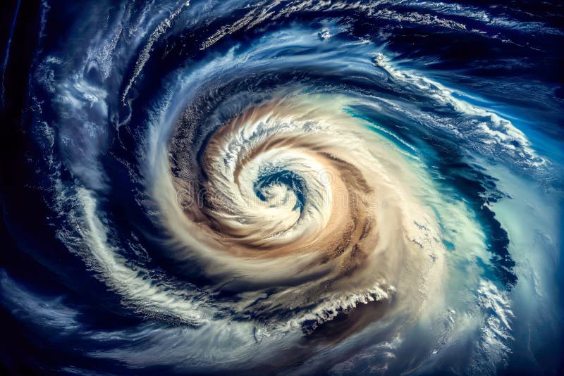 Super Storm Cyclone View from Space. Generative AI Stock Illustration ...