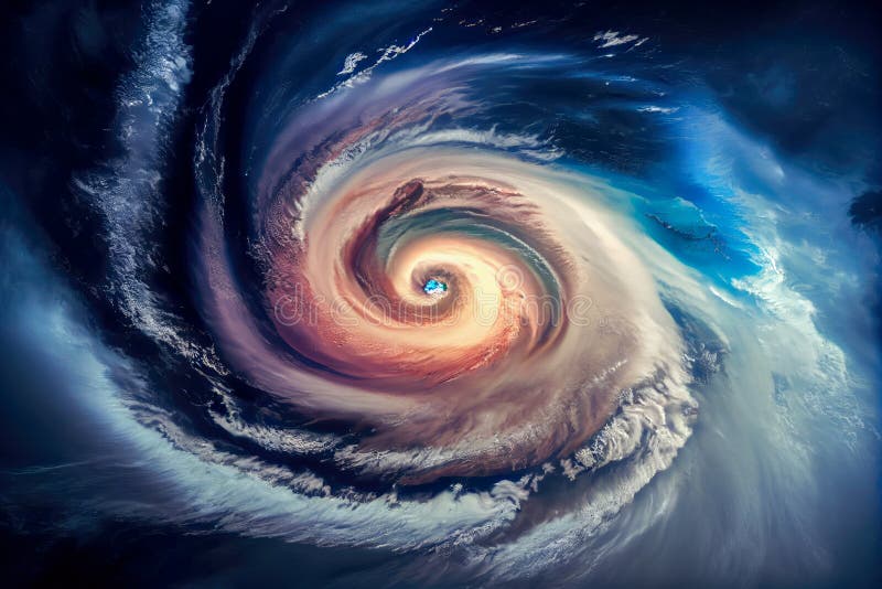 Super Storm Cyclone View from Space. Generative AI Stock Illustration ...