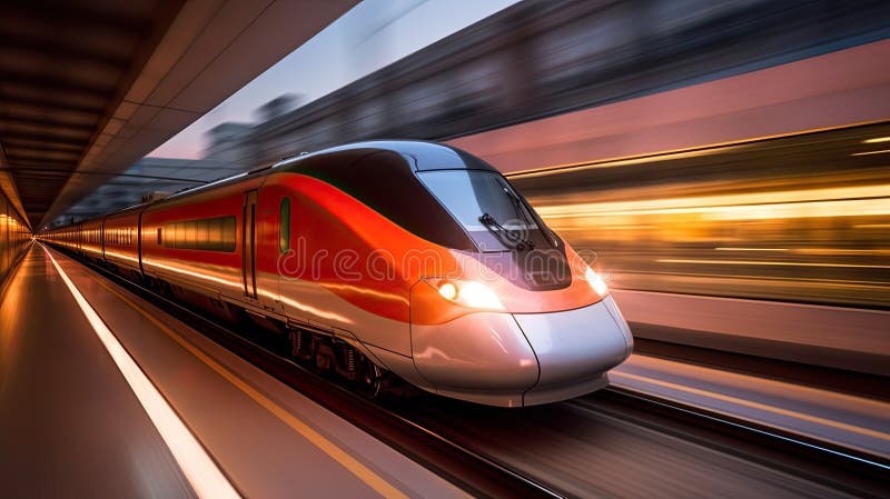 Super Streamlined Train with Motion Blur. Generative Ai Stock ...
