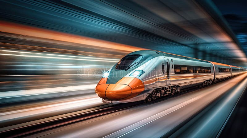 Super Streamlined Train with Motion Blur. Generative Ai Stock ...