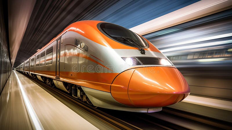 Super Streamlined Train with Motion Blur. Generative Ai Stock ...