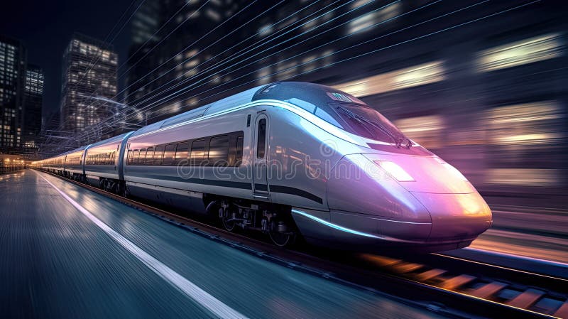 Super Streamlined Train with Motion Blur. Generative Ai Stock ...