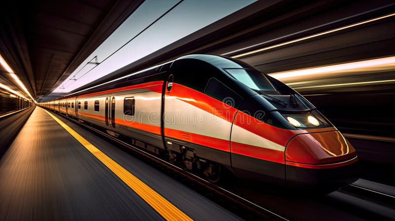 Super Streamlined Train with Motion Blur. Generative Ai Stock ...