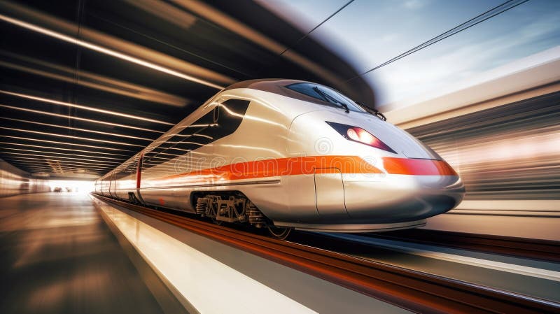 Super Streamlined Train with Motion Blur. Generative Ai Stock ...